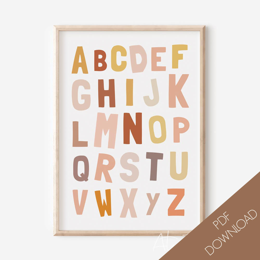 Alphabet Art Print Printable Download - Digital Download - At The Helm NZ