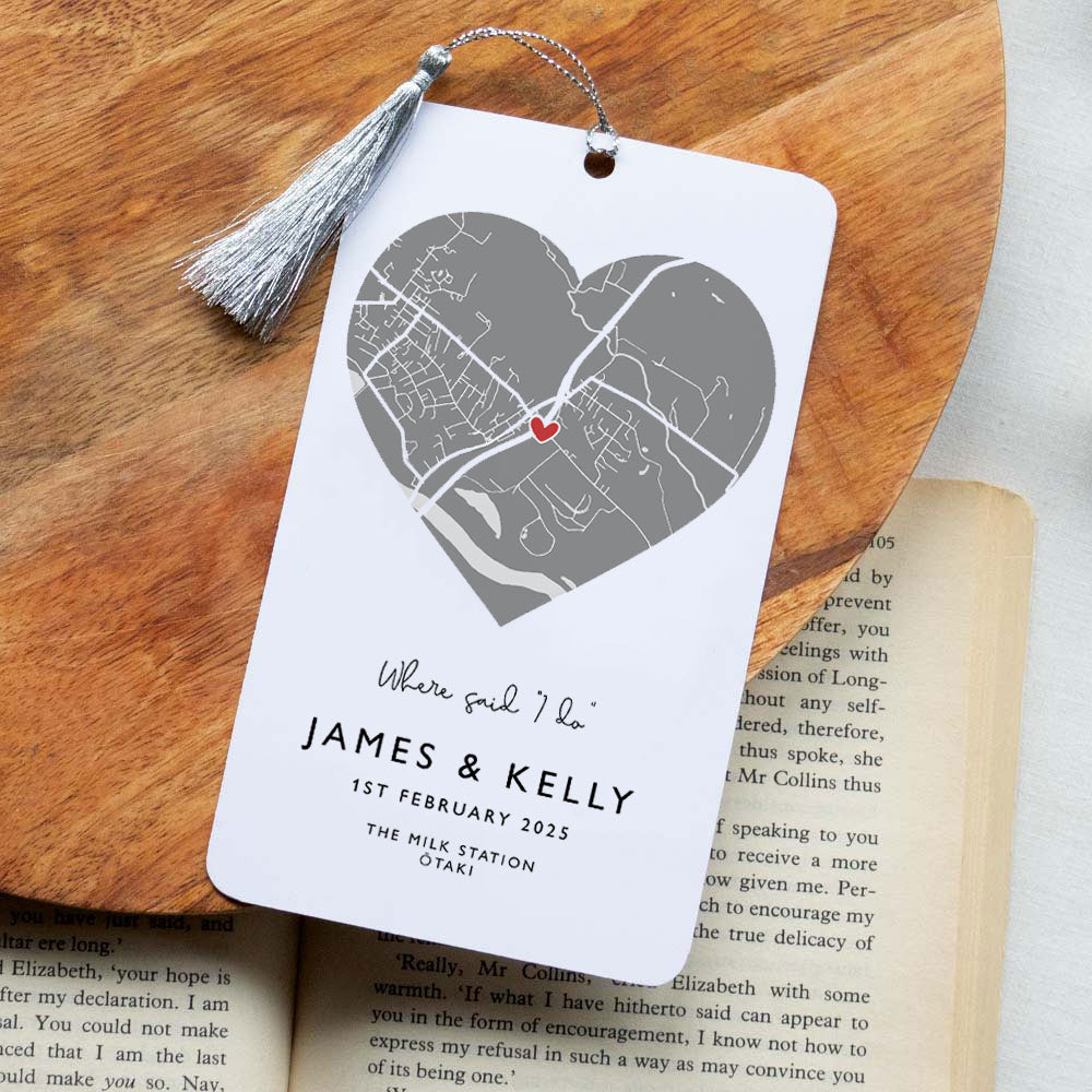 Custom Heart Map Bookmark - Unique Personalised Bookmark Keepsake - At ...