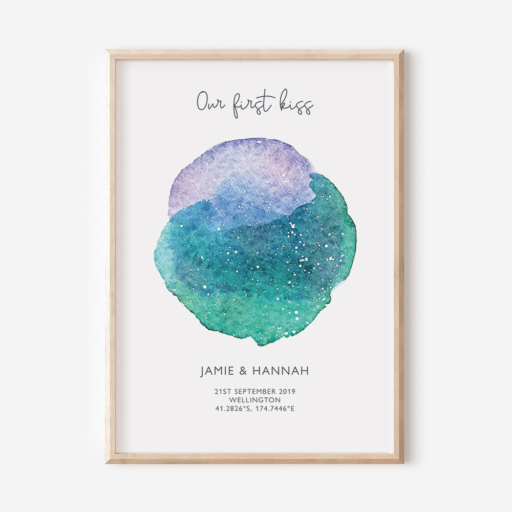 Custom Watercolour Star Map Print - At The Helm NZ